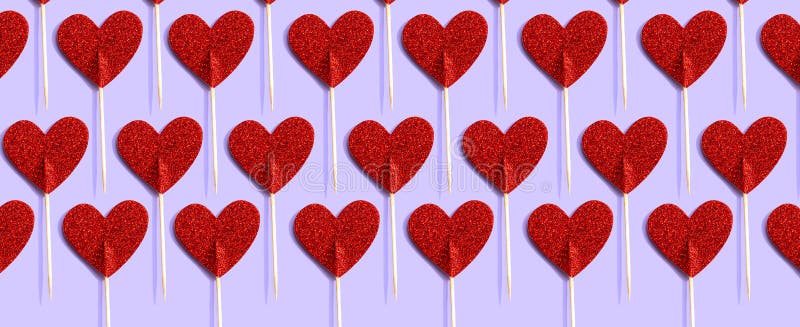 Red glitter heart picks stock illustration. Illustration of heart ...