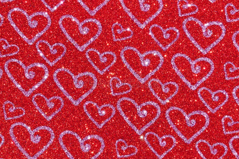 Red Glitter with Heart Texture Background Stock Image - Image of bright ...