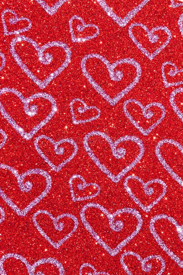 Red Glitter with Heart Texture Background Stock Image - Image of brown ...