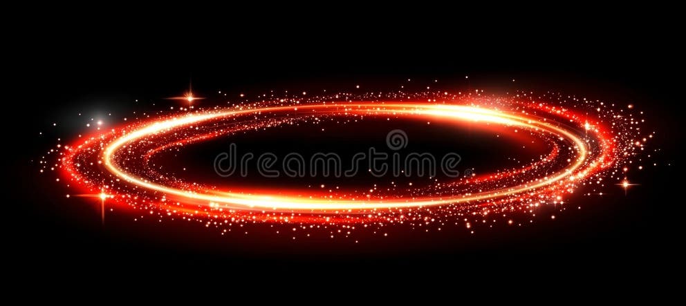 Red Glitter Light Sparkles and Grey Spark Particles in Circle Frame on ...