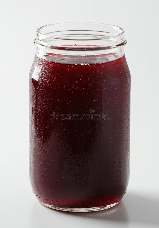 Red Glitter Liquid in Glass Jar on White Background Stock Illustration ...