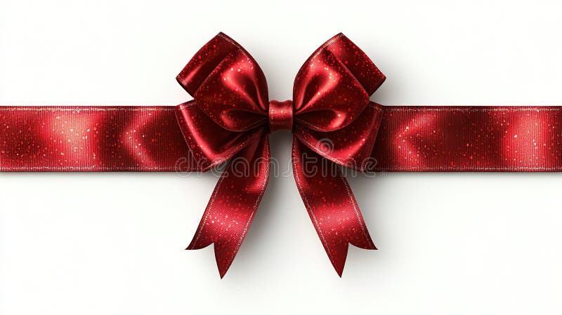 Red Glitter Ribbon Bow Isolated on White Background Stock Illustration ...