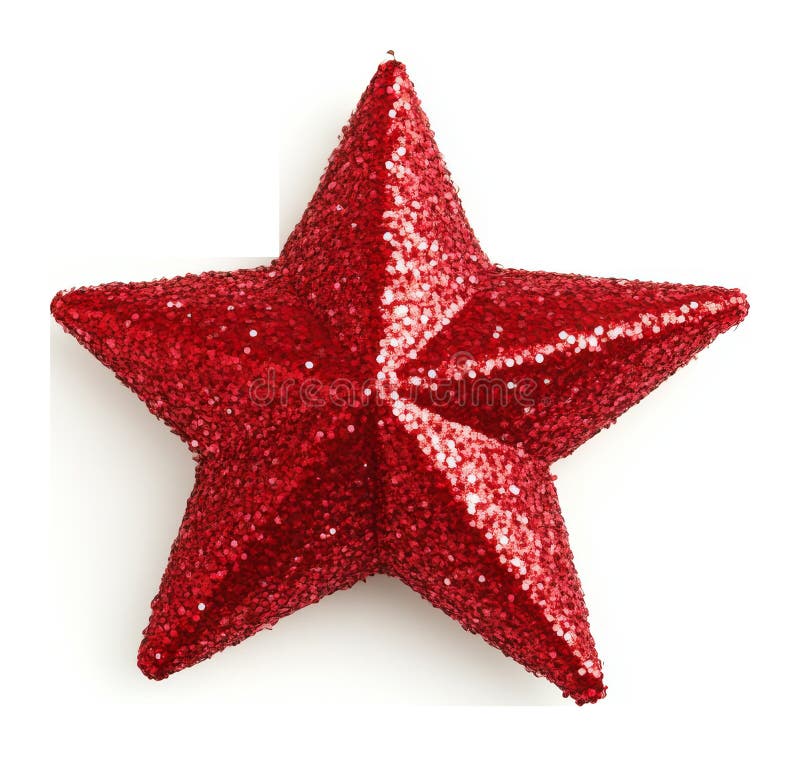 Red Glitter Star Ornament on Transparent Background Stock Image - Image ...