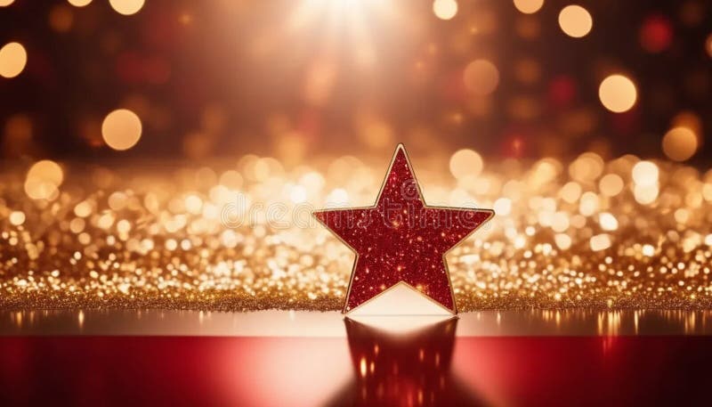 Red Glitter Star on Shining Background Stock Illustration ...
