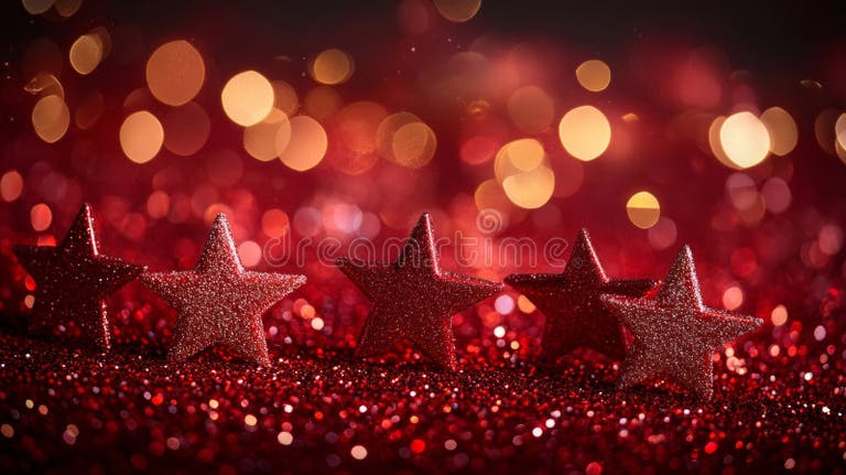 Red Glitter Stars on Sparkling Background Stock Illustration ...