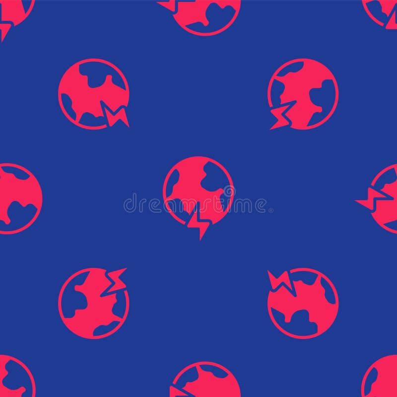 Red Global Energy Power Planet with Flash Thunderbolt Icon Isolated ...