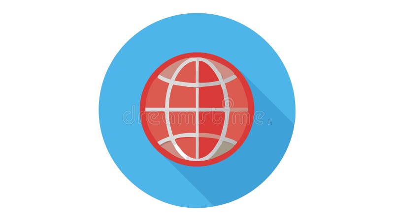 Red Global Network Globe Icon Vector Illustration in Flat Communication ...