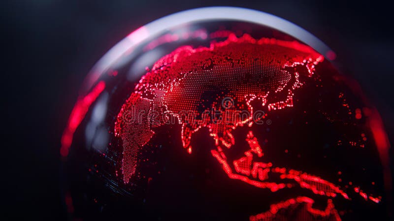 A Red Globe with a Map of the World on it Stock Image - Image of ...