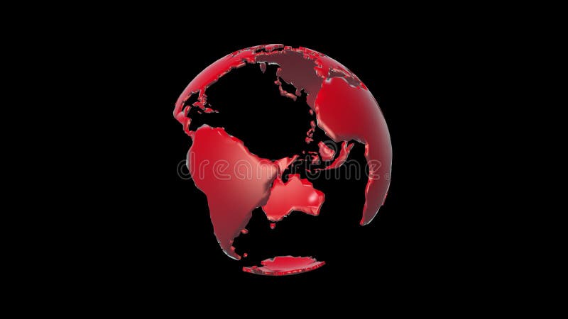 Red Globe Planet Earth Rotating Loop with Alpha Channel Stock Video ...