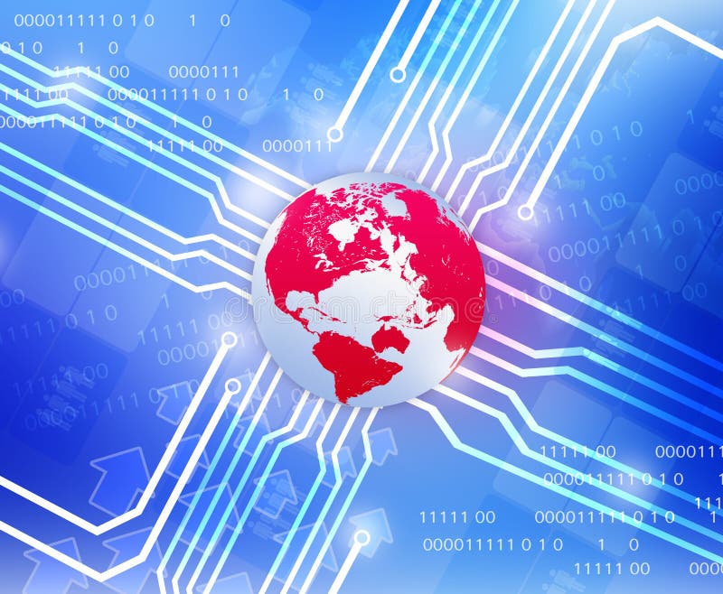 Red Globe World Map and Wiring Diagram Departing Stock Illustration ...