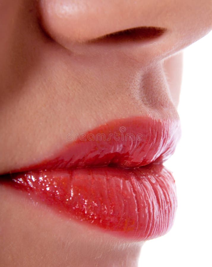 Red gloss lips gesture stock photo. Image of issues, smiling - 4893874