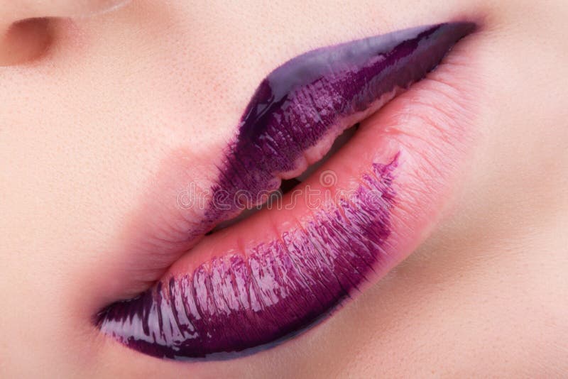 Red gloss lips. stock photo. Image of girl, pink, beauty - 61810568