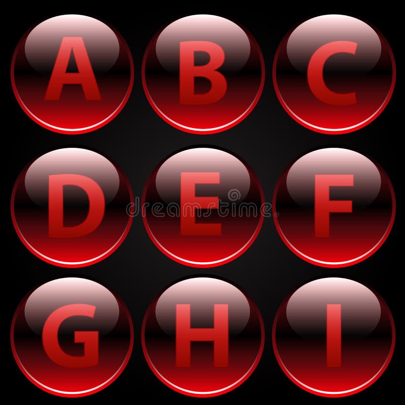 Red Glossy Alphabet Letters (J-R) Stock Vector - Illustration of glass ...
