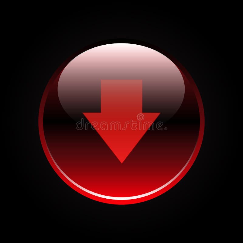 Red Glossy Arrow Down Button Stock Vector - Illustration of cursor ...