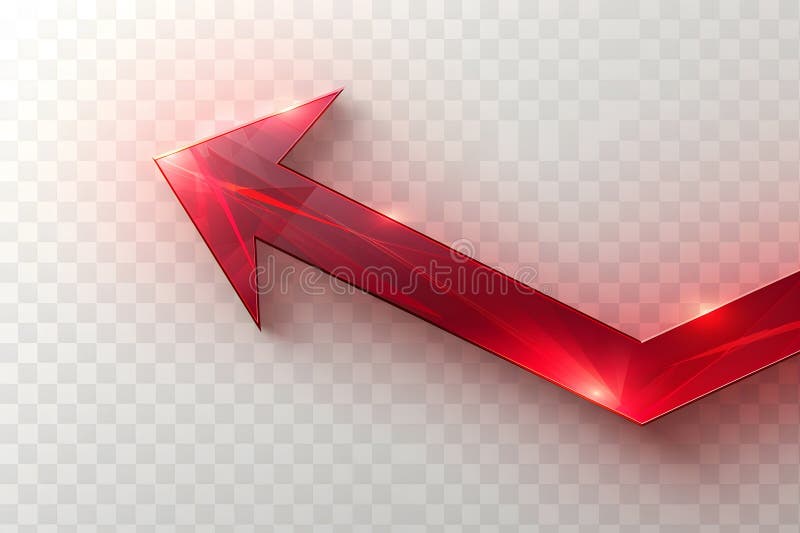 Red Glossy Arrow Pointing Left, Transparent Background, 3D Vector ...