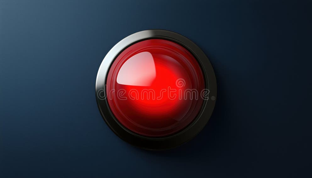 Red Glossy Button Alarm with Ringing Bell on Light Background Stock ...