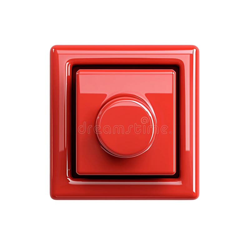 Red Glossy Button Square Frame 3D Render Icon Push Shiny Shape Image ...