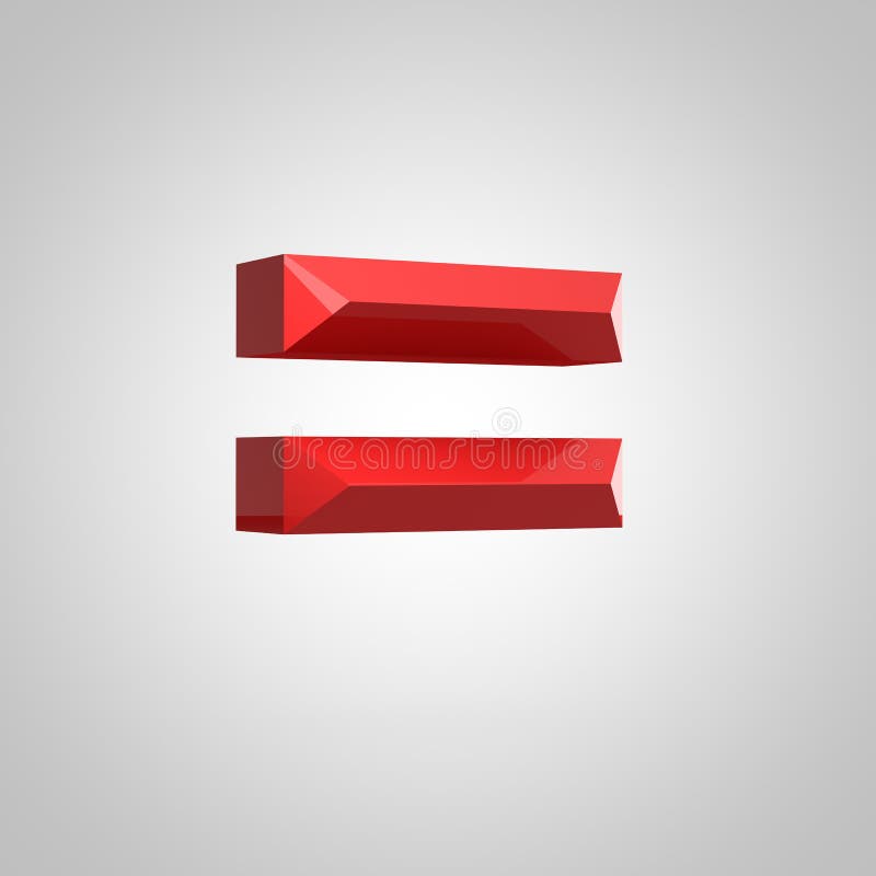 Red Glossy Chiseled Equals Symbol Stock Illustration - Illustration of ...