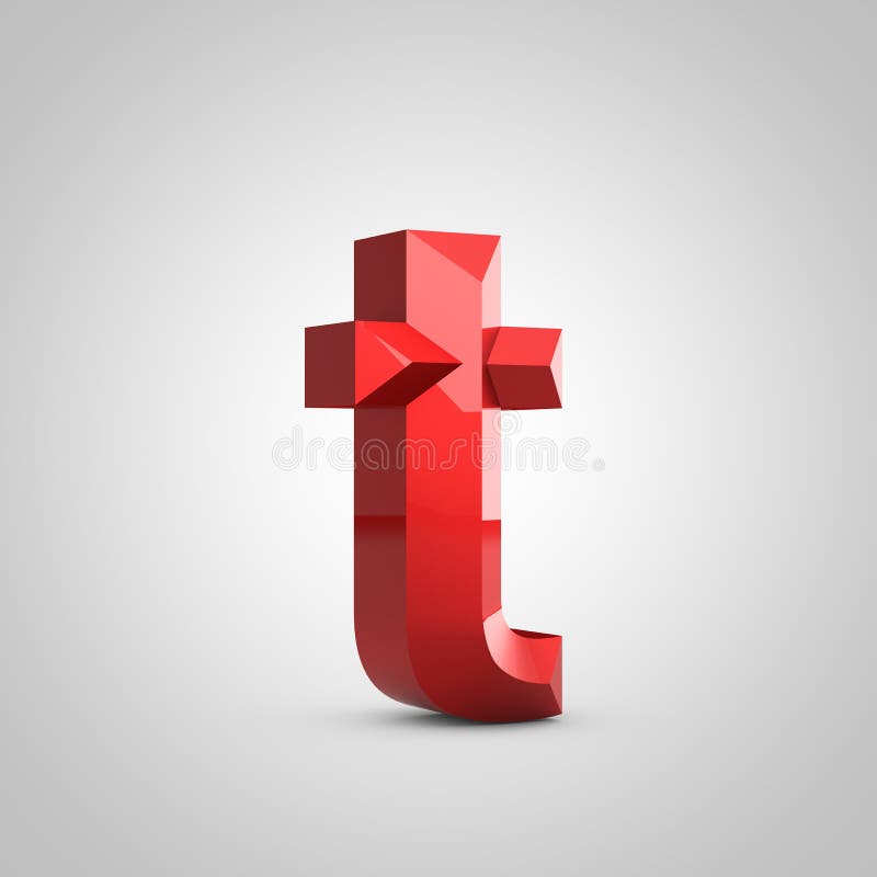Red Glossy Chiseled Letter T Lowercase Stock Illustration ...