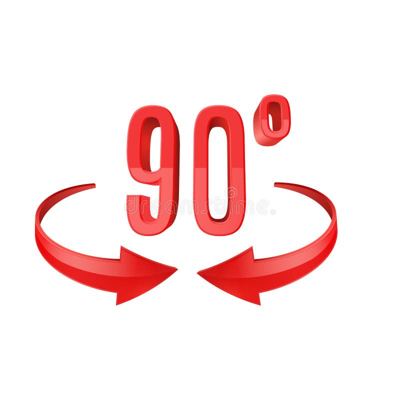 Red Glossy 3D Curve Arrows and 90 Degrees Sing. Stock Vector ...