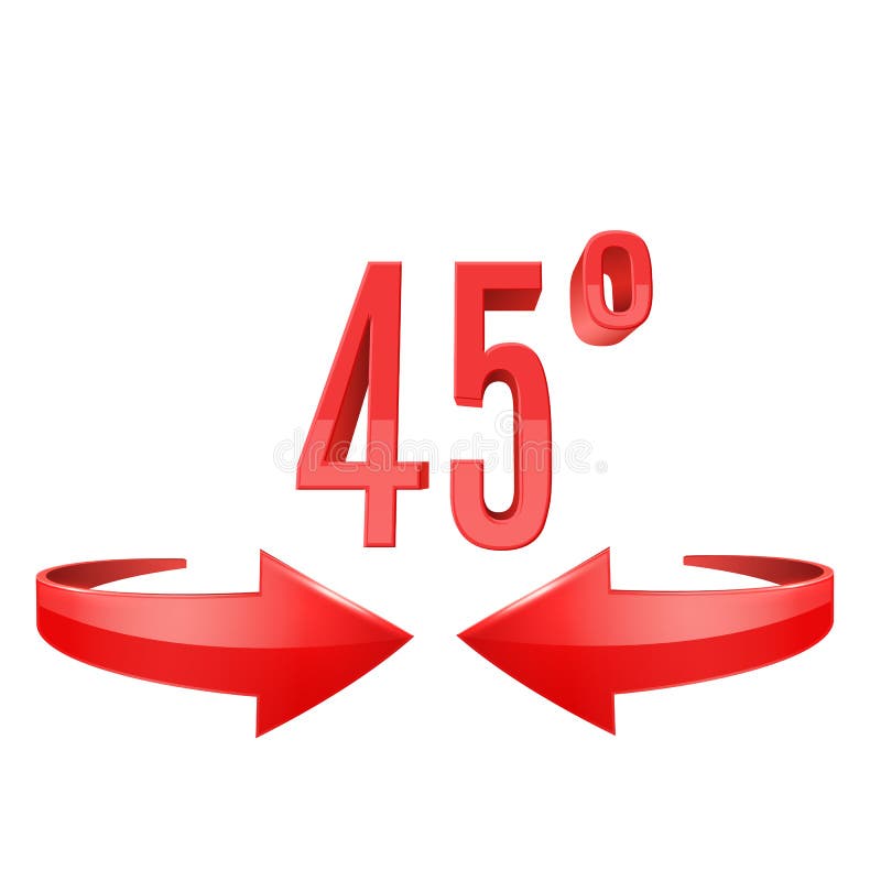 Red Glossy 3D Curve Arrows and 45 Degrees Sing Stock Vector ...