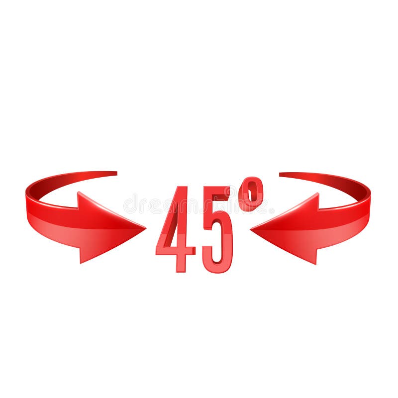 Red Glossy 3D Curve Arrows and 45 Degrees Sing Stock Vector ...