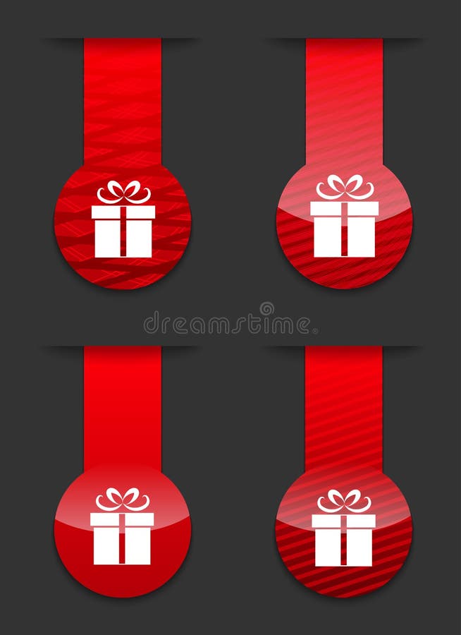 Red Glossy Design Templates with Gift Icon Stock Vector - Illustration ...