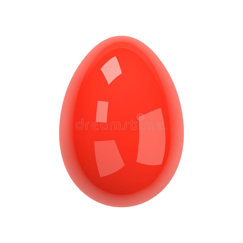 Red Glossy Easter Egg Isolated on White Background. Realistic Eggshell ...