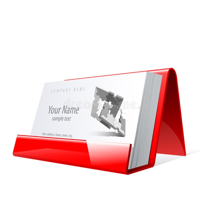 Red Glossy Holder for Business Cards. Vector Stock Vector ...