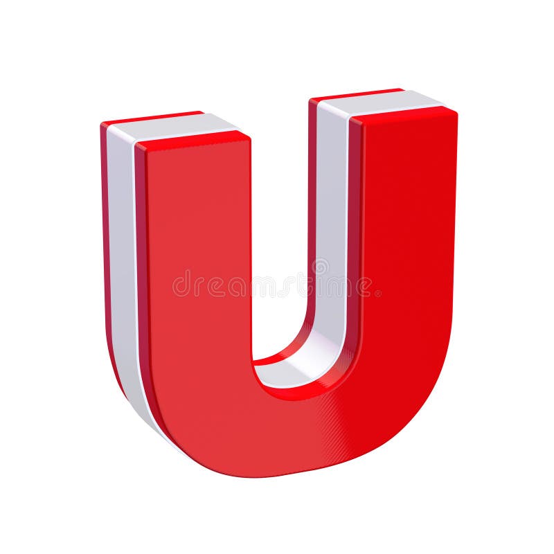 Red glossy letter U stock illustration. Illustration of text - 127437391