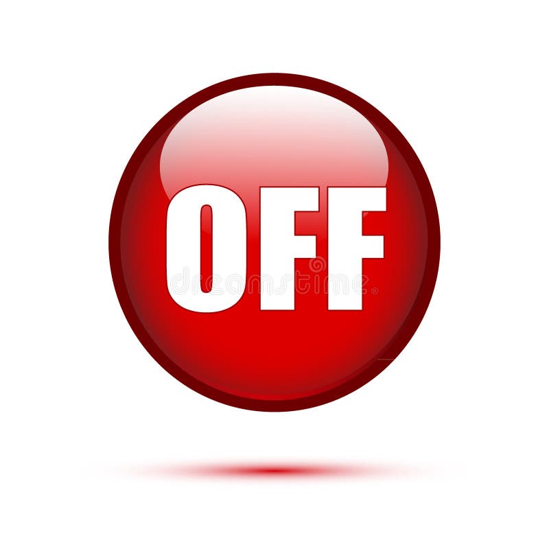 Red glossy OFF button stock vector. Illustration of computer - 97449399