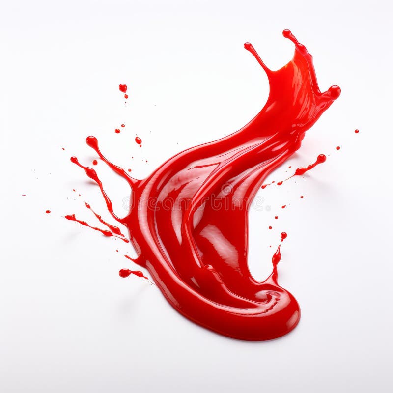 Red Glossy Paint Splash. Abstract Red Splatter on White Background ...