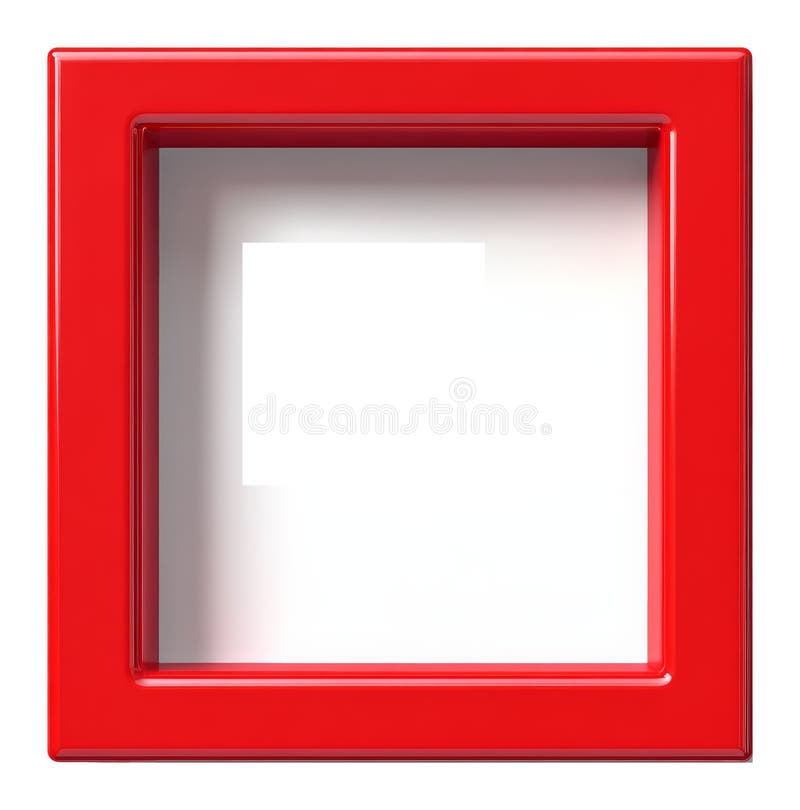Red Glossy Picture Frame on Transparent Background, Empty Art Display ...