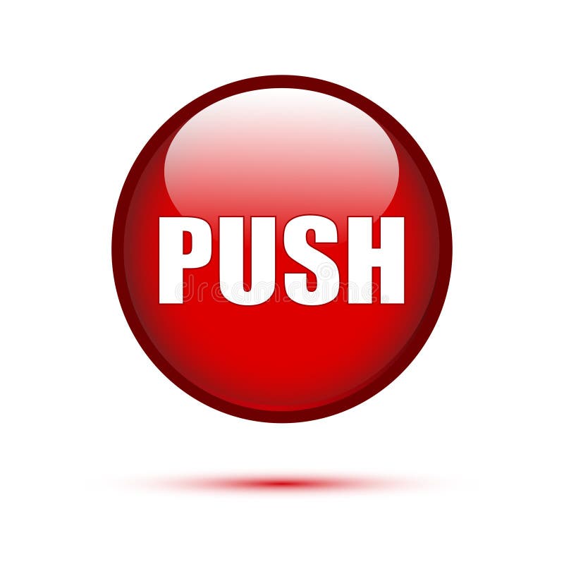 Red Glossy Push Button on White Stock Illustration - Illustration of ...