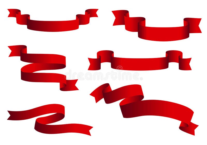 Red Glossy Ribbon Vector Banners Set. Ribbons Collection Isolated on ...