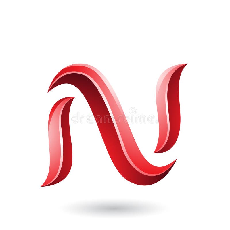 Red Glossy Snake Shaped Letter N Vector Illustration Stock Vector ...