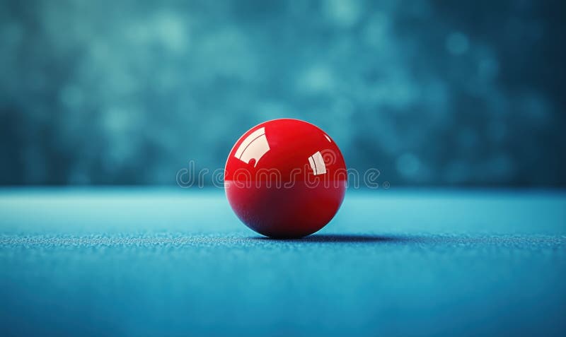 Red Glossy Sphere on Blue Textured Surface with Blurred Background ...