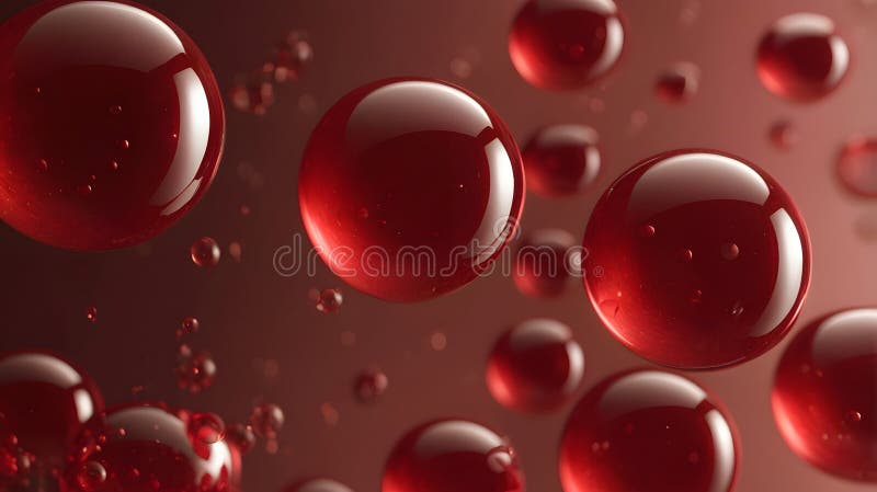 Red Spheres Floating in Dark Background with Reflection and Depth Stock ...
