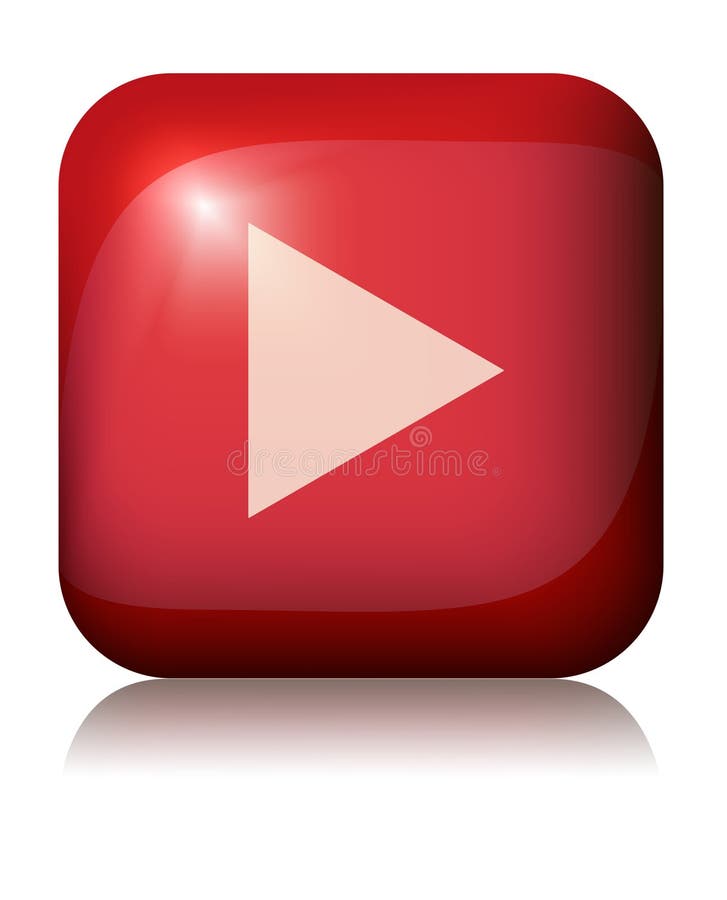 Red Glossy Vector Play Button with Shaddow Stock Vector - Illustration ...