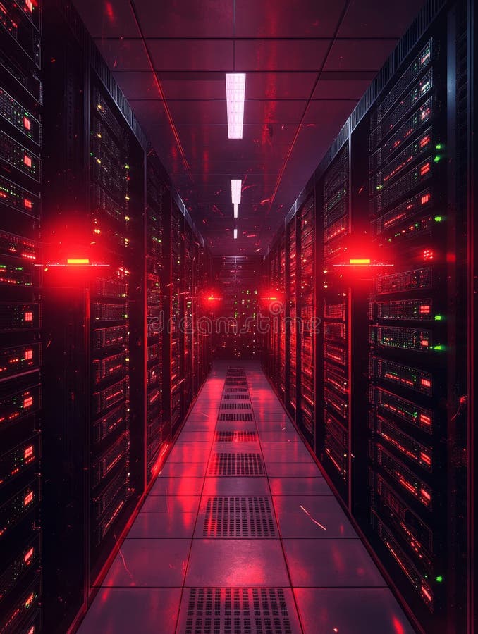 Red Glow Illumination Tech Server Room Stock Photos - Free & Royalty ...