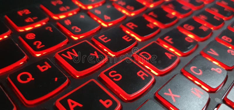 Keyboard Gaming Close Up, Red Blacklight, Computer Laptop Keyboard, Red ...