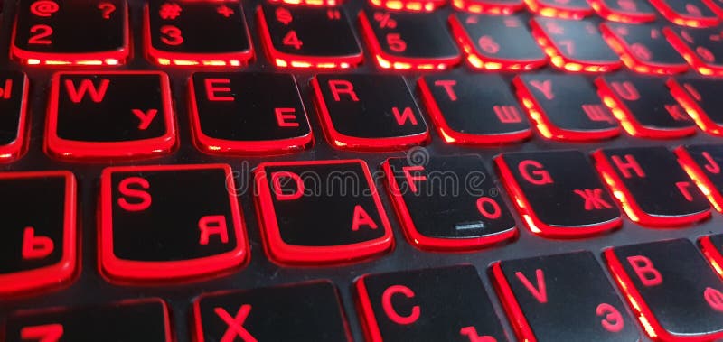 Red Glow Keyboard Gaming Angle Stock Photo - Image of multimedia ...