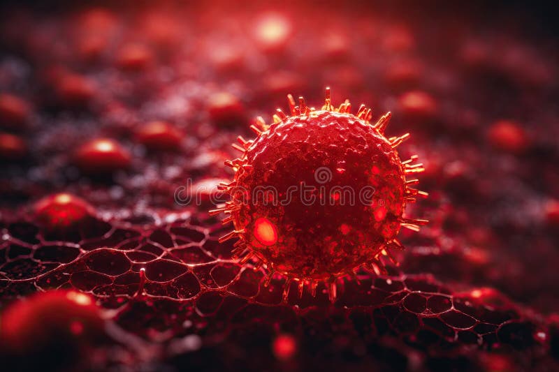 Red Glow Virus Cell Biological Blood Splash. Ai Generative Stock ...