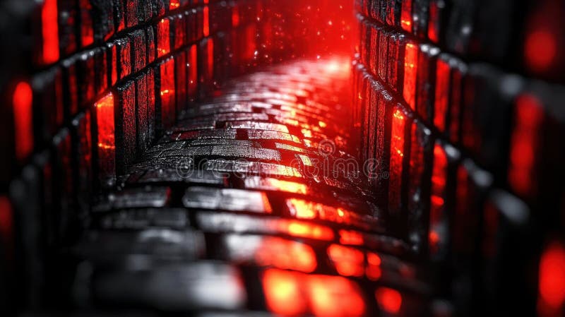 Red Glowing Brick Pathway stock photo. Image of contrast - 367092576