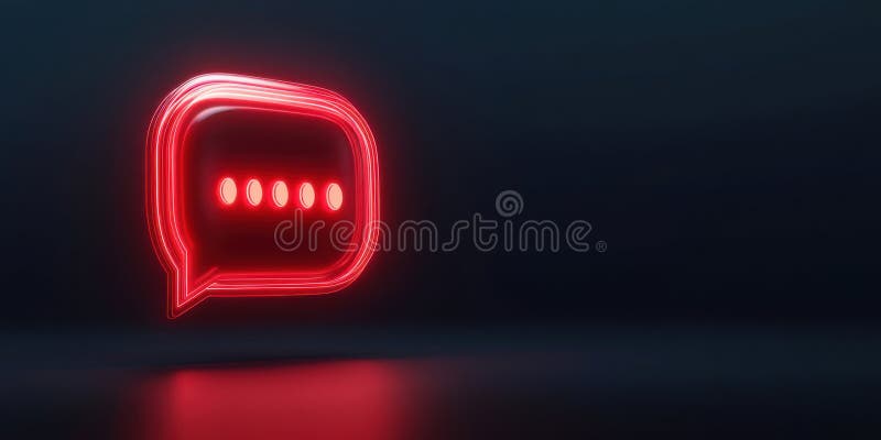 Red Glowing Chat Bubble Symbolizes Digital Communication in a Modern ...