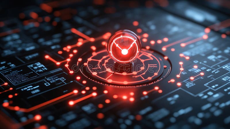 Red Glowing Clock on Circuit Board, Technology Background, Time ...