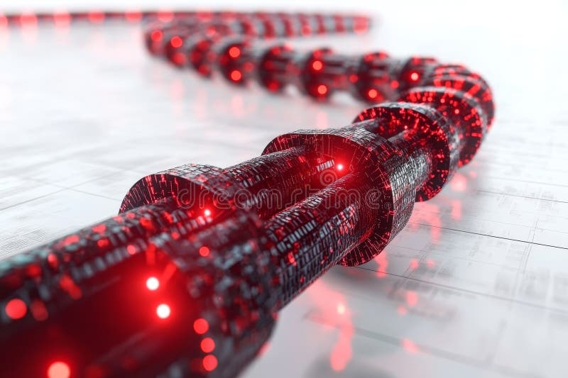 Red Glowing Data Cable in a Spiral Arrangement on a White Surface ...