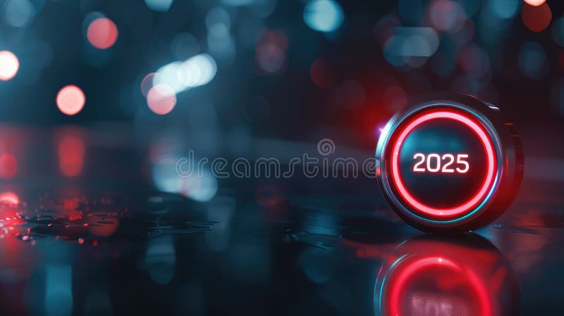 Red Glowing Digital 2025 Button AI Generated Stock Illustration ...