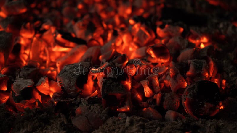 Red Glowing Embers in a Fireplace Stock Image - Image of campfire ...