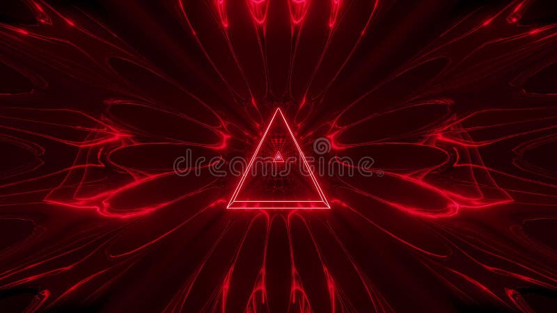 Red Glowing Fantasy Triangle Wireframe Design with Reflective ...